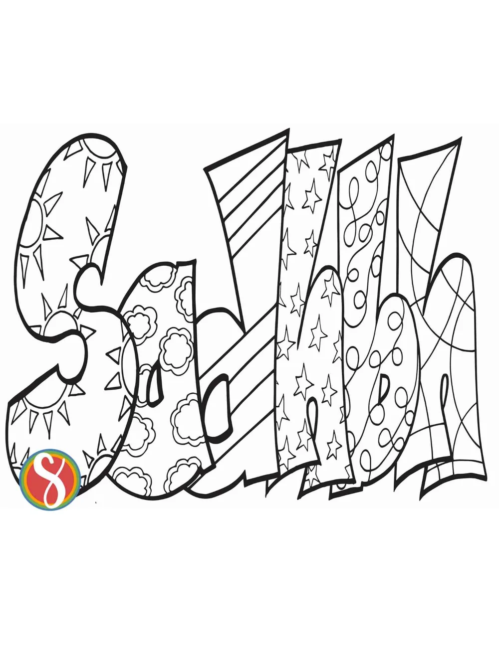 Free SADHBH Name Coloring Pages — Stevie Doodles