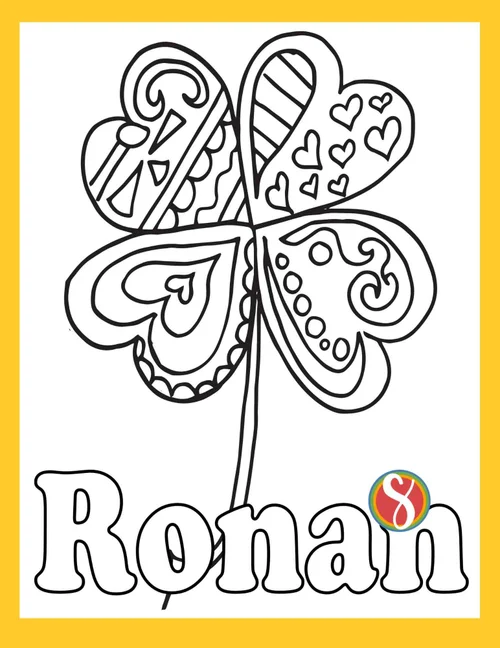 RONAN Free Name Coloring Page — Stevie Doodles