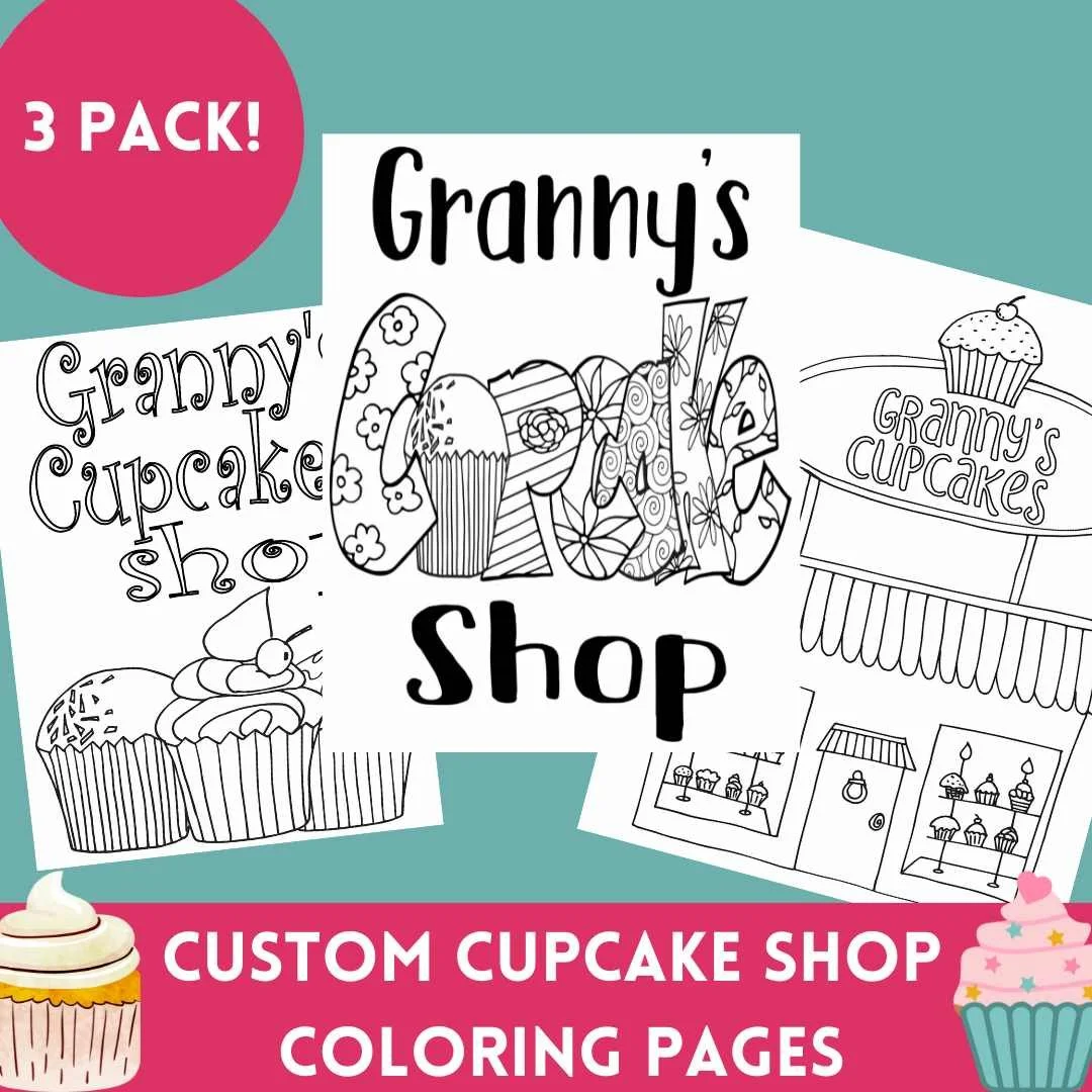 Custom Cupcake Coloring Pages - Cupcake Shop Marketing — Stevie Doodles