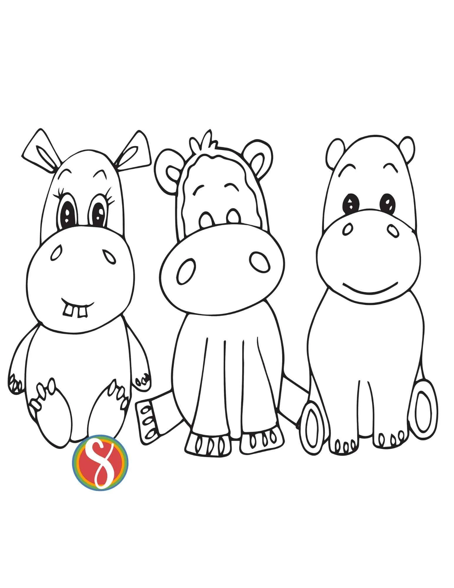 Free Hippo Coloring Pages — Stevie Doodles