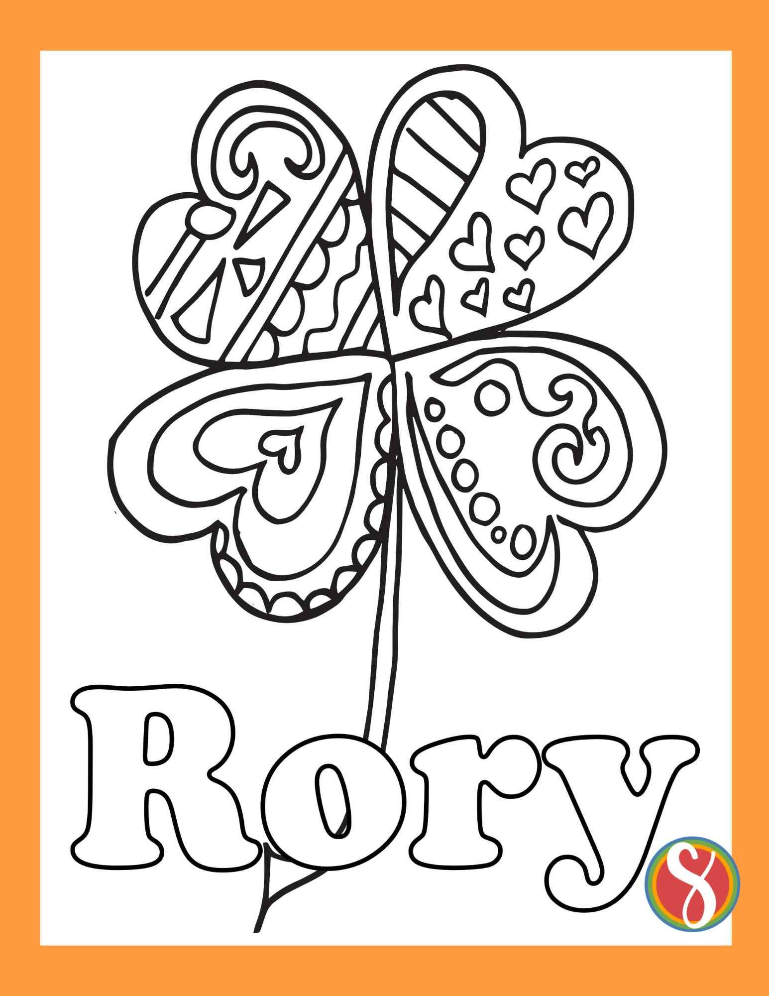 Free RORY Name Coloring Page Printable — Stevie Doodles