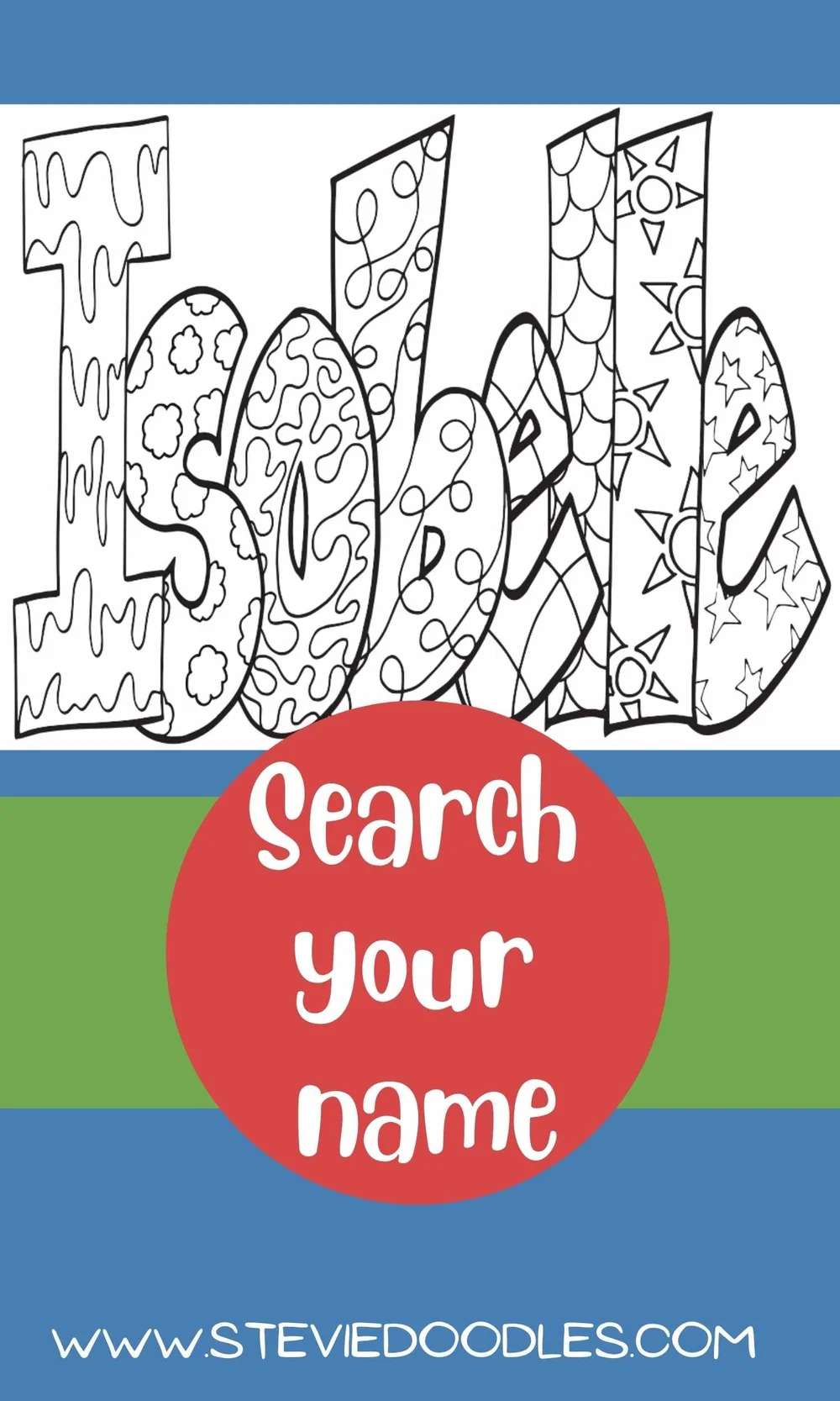 ISOBELLE Free Name Coloring Page — Stevie Doodles