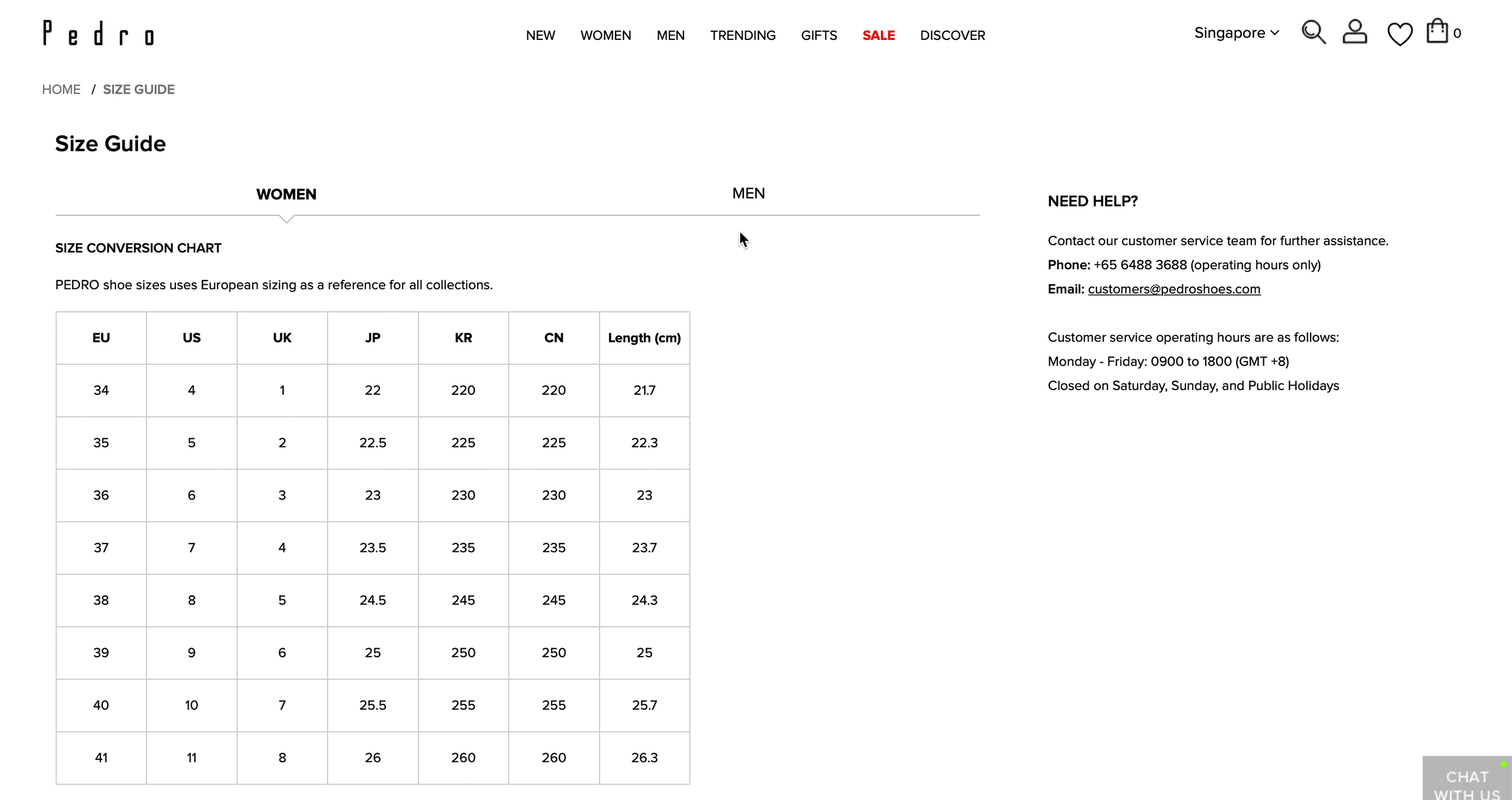 UI Design: Size Guide — Elaine Oh