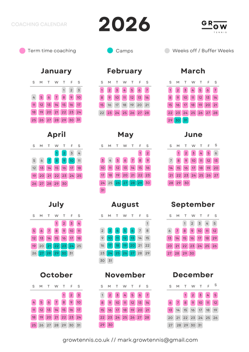 Coaching Calendar | Book Your Tennis Lessons Now — Growtennis