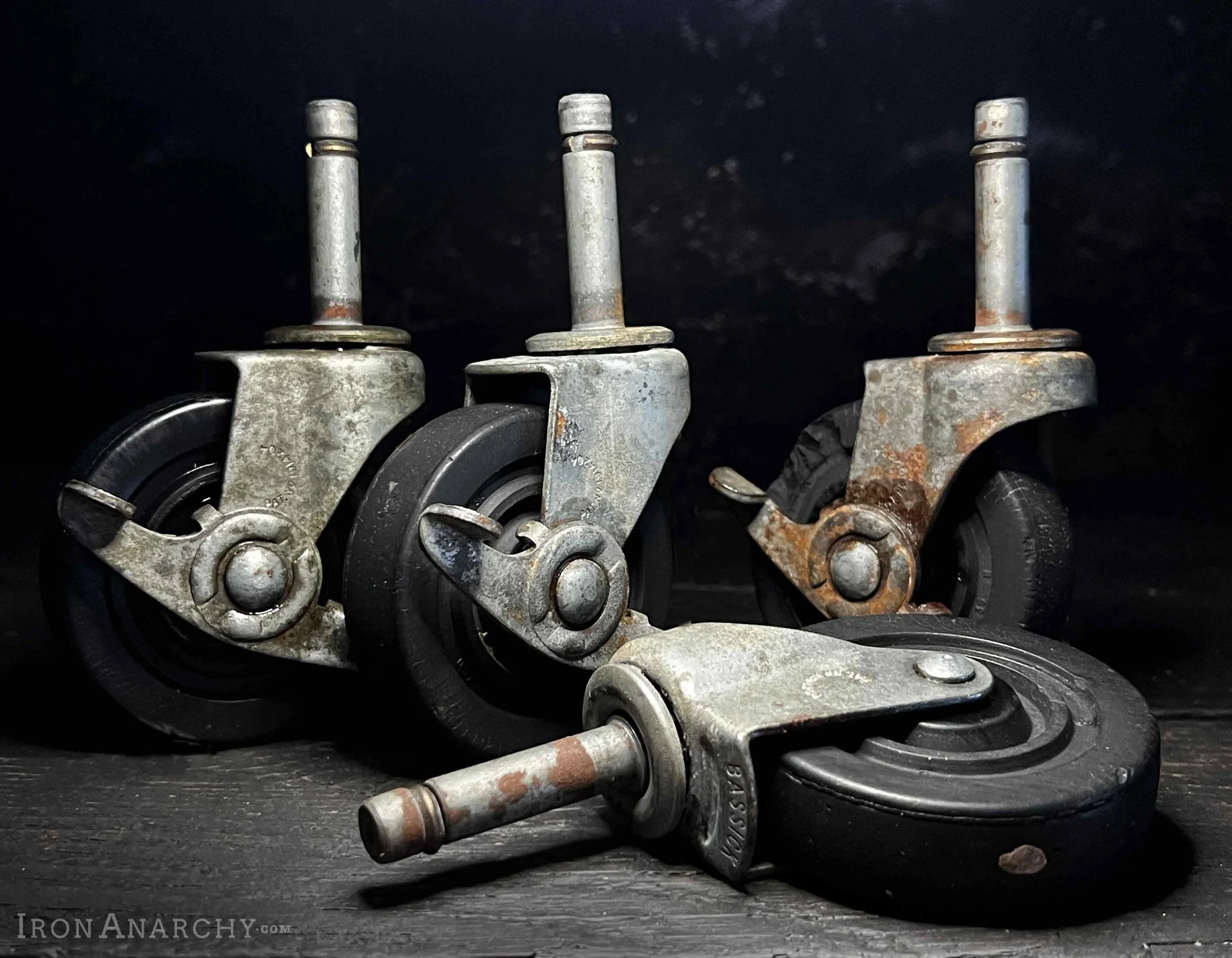 Vintage Industrial Stem Casters With Brakes — Iron Anarchy