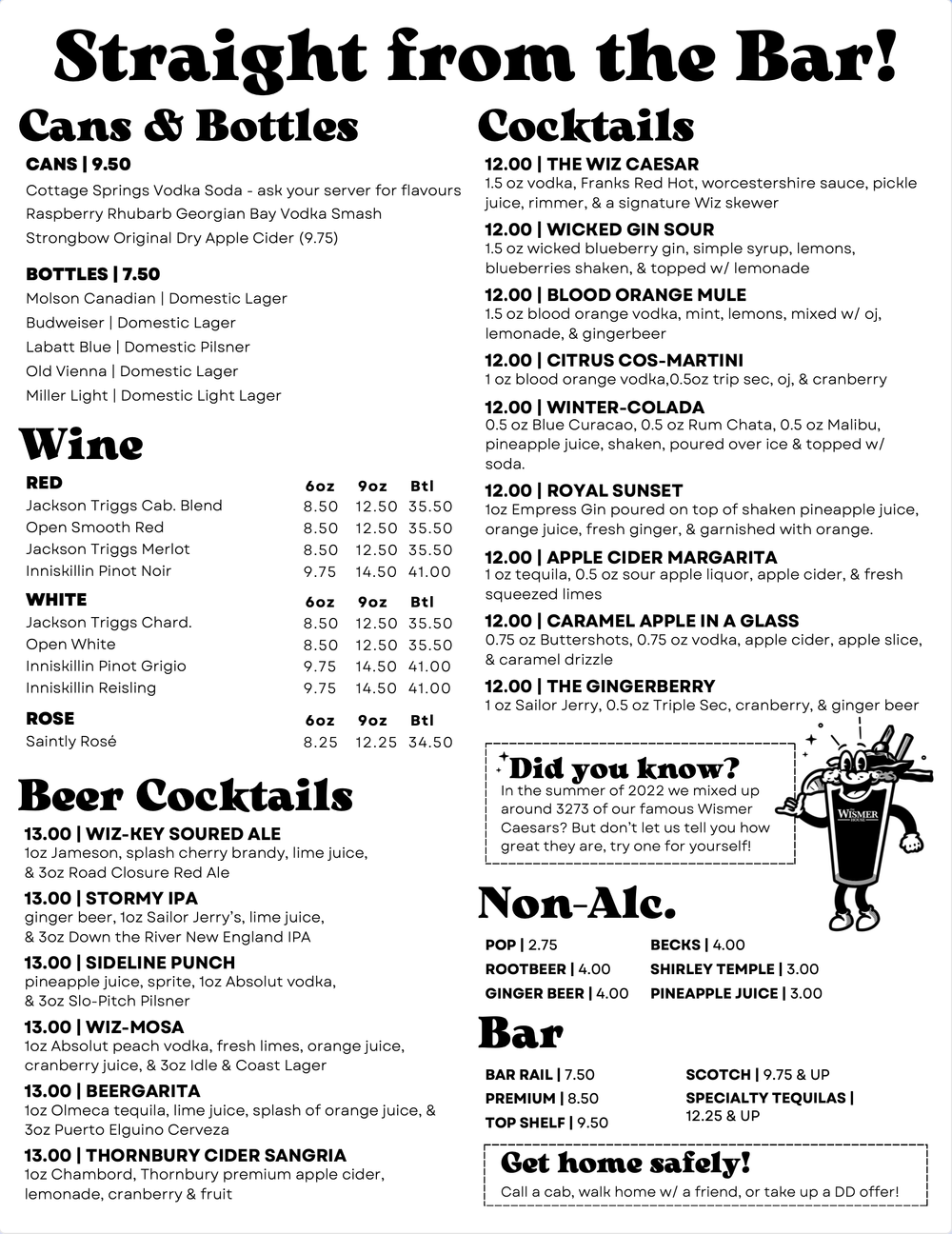 Menu — The Wismer House