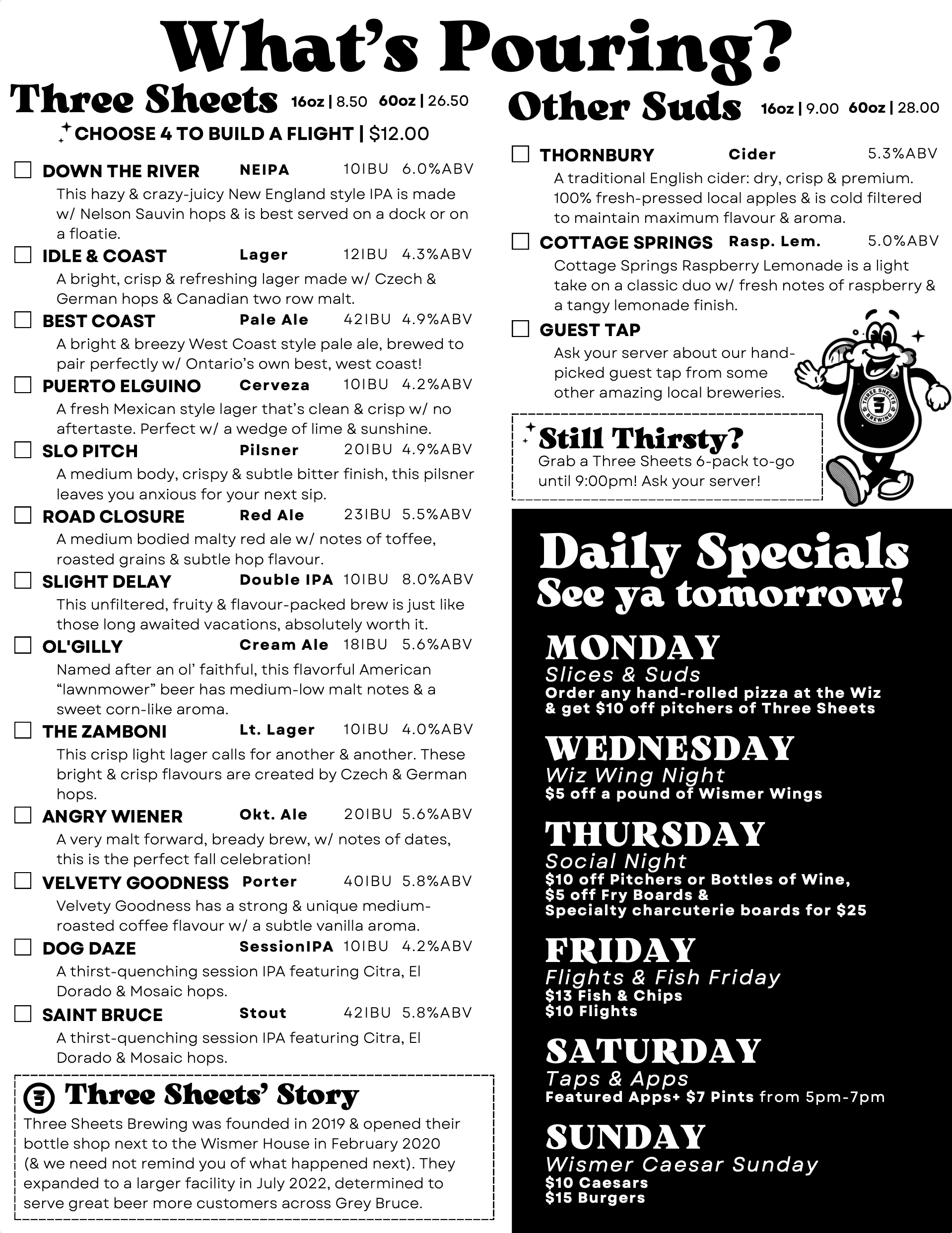 Menu — The Wismer House