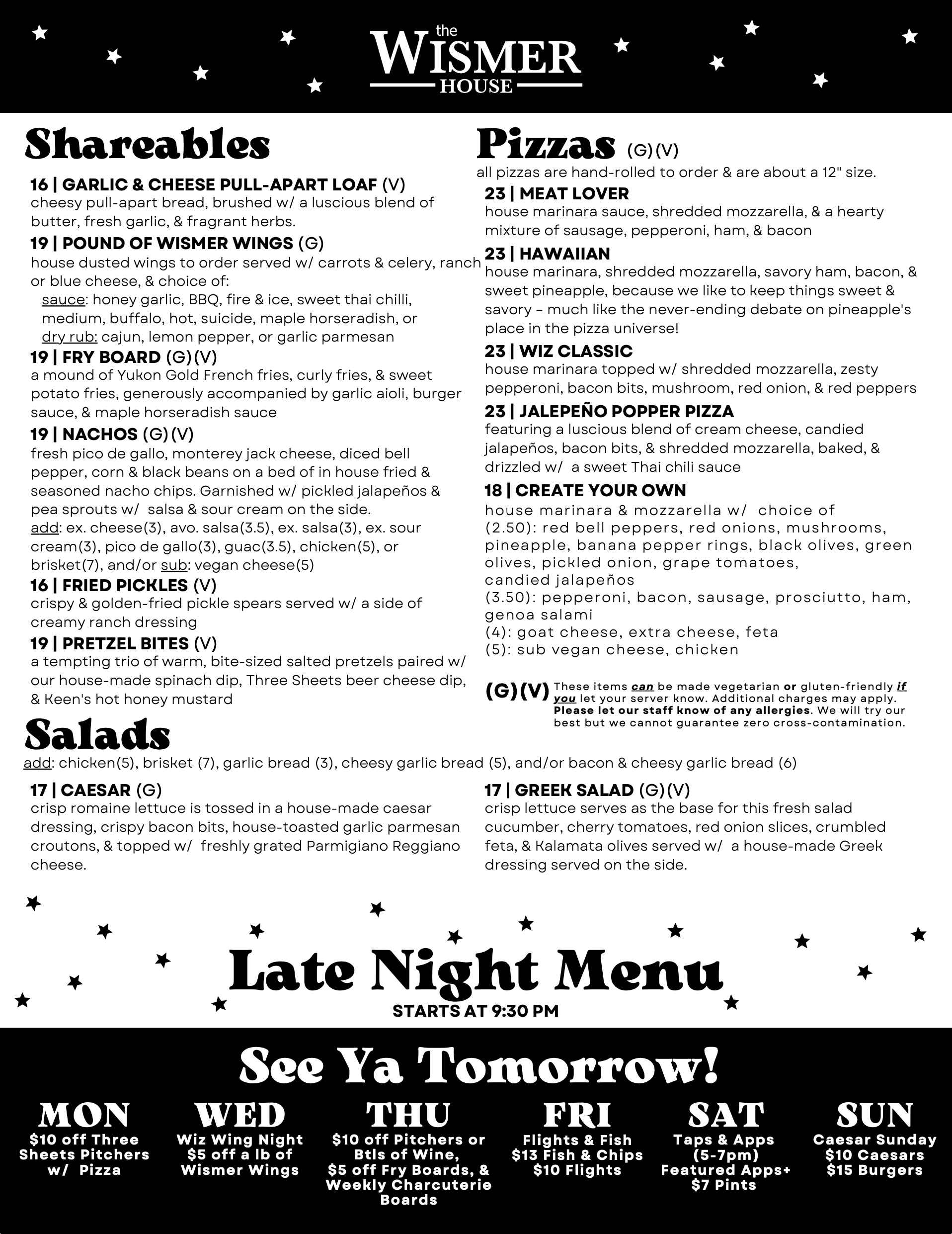 Menu — The Wismer House