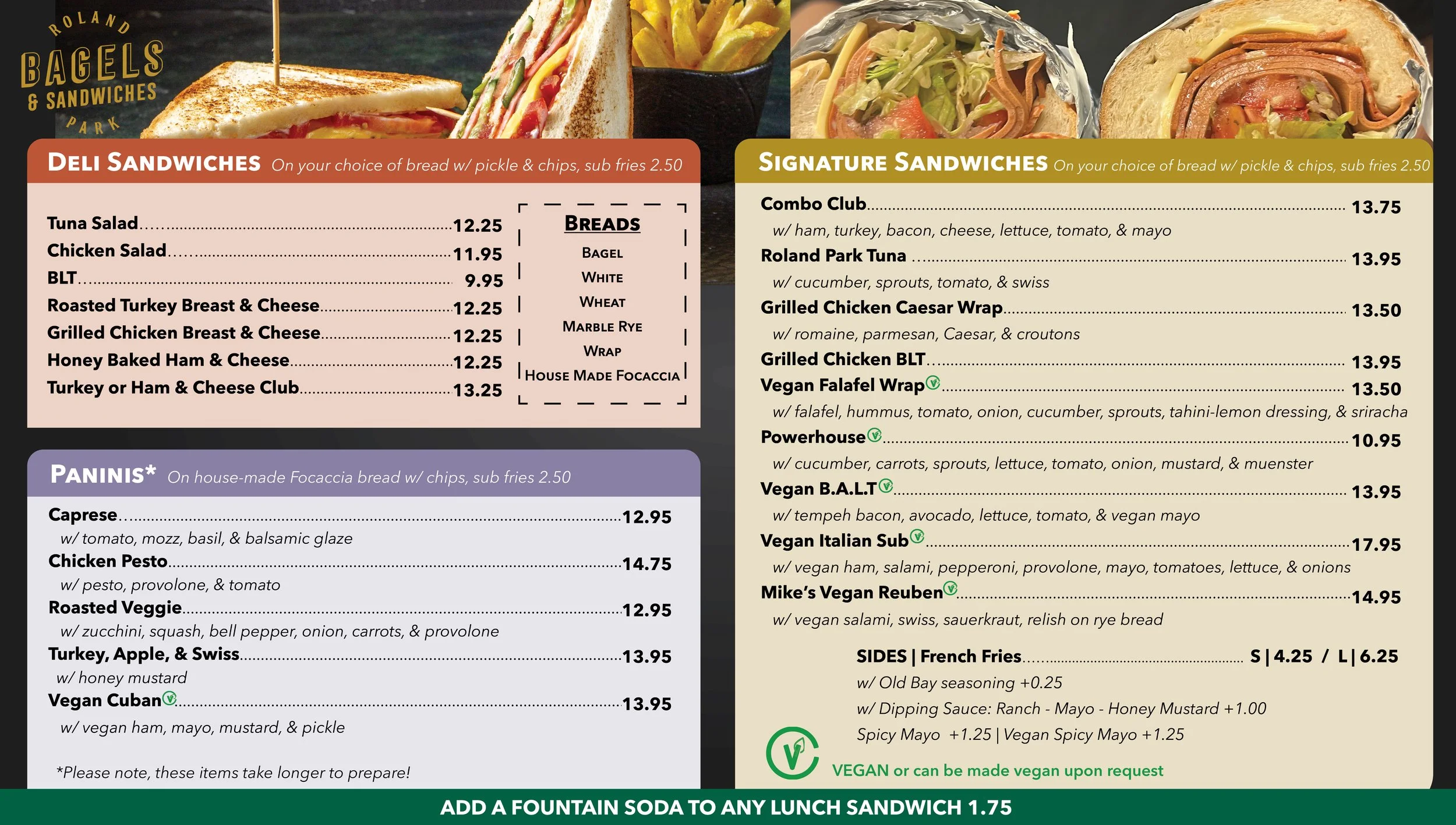 Menu — Roland Park Bagels