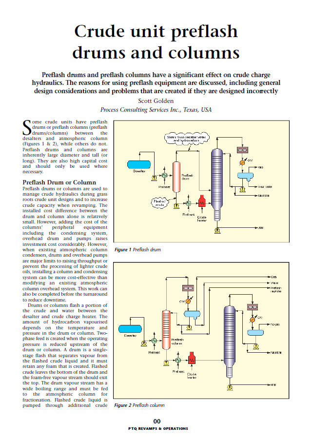 Crude Unit Preflash Drums and Columns — Process Consulting Services ...