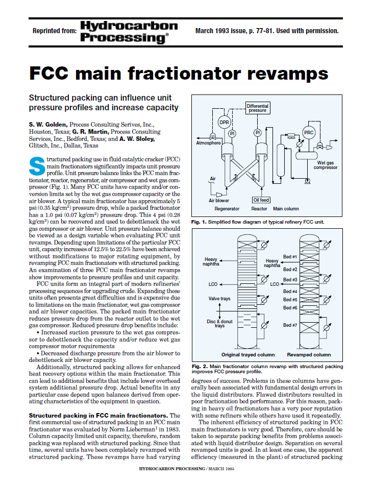 FCC Main Fractionator Revamps — Process Consulting Services, Inc ...