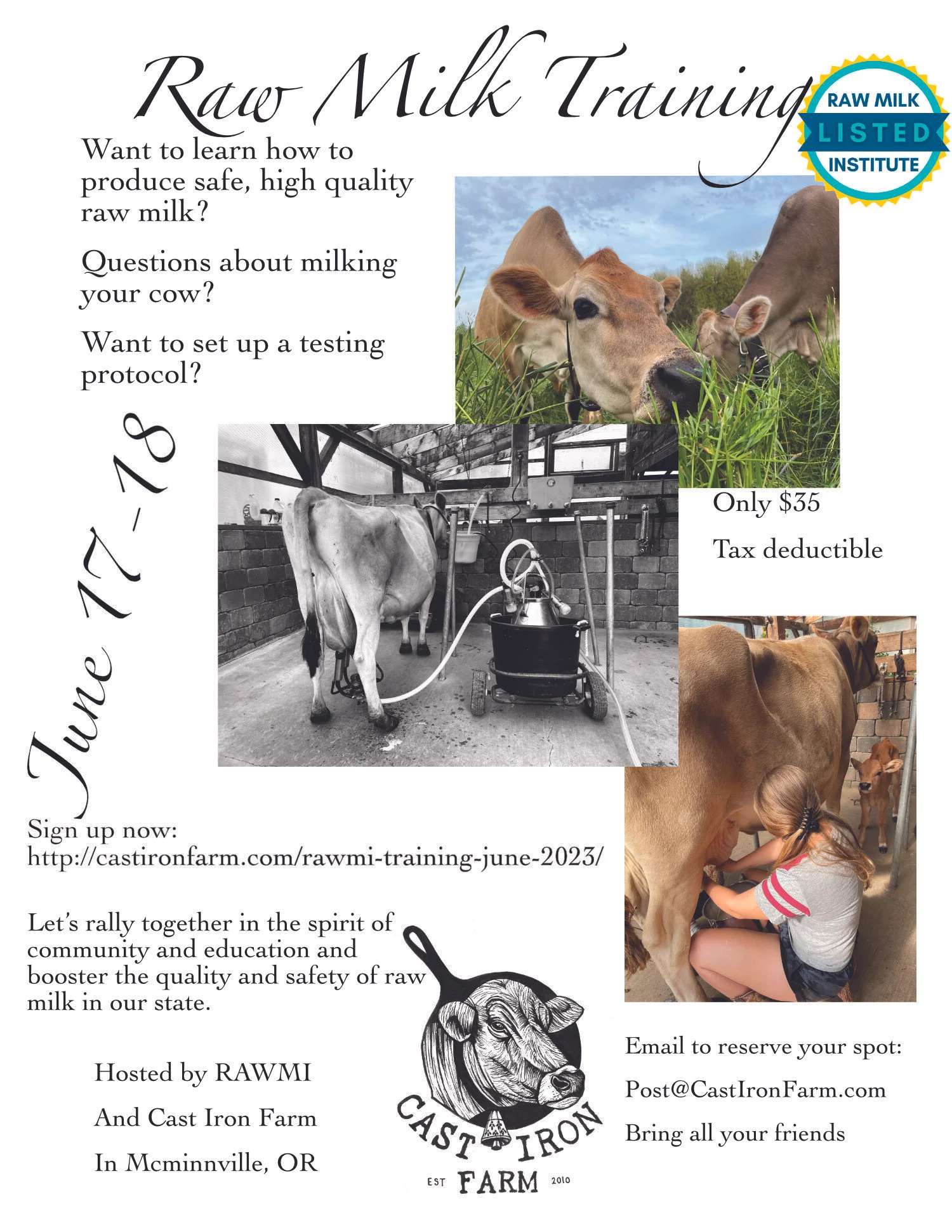 Join Us for Raw Milk Training in Oregon June 17-18 — Raw Milk Institute