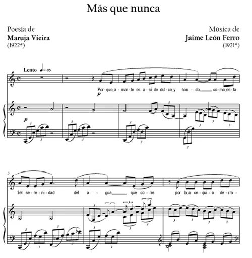 Más que nunca is a song by Jaime León with poetry by Maruja Vieira ...