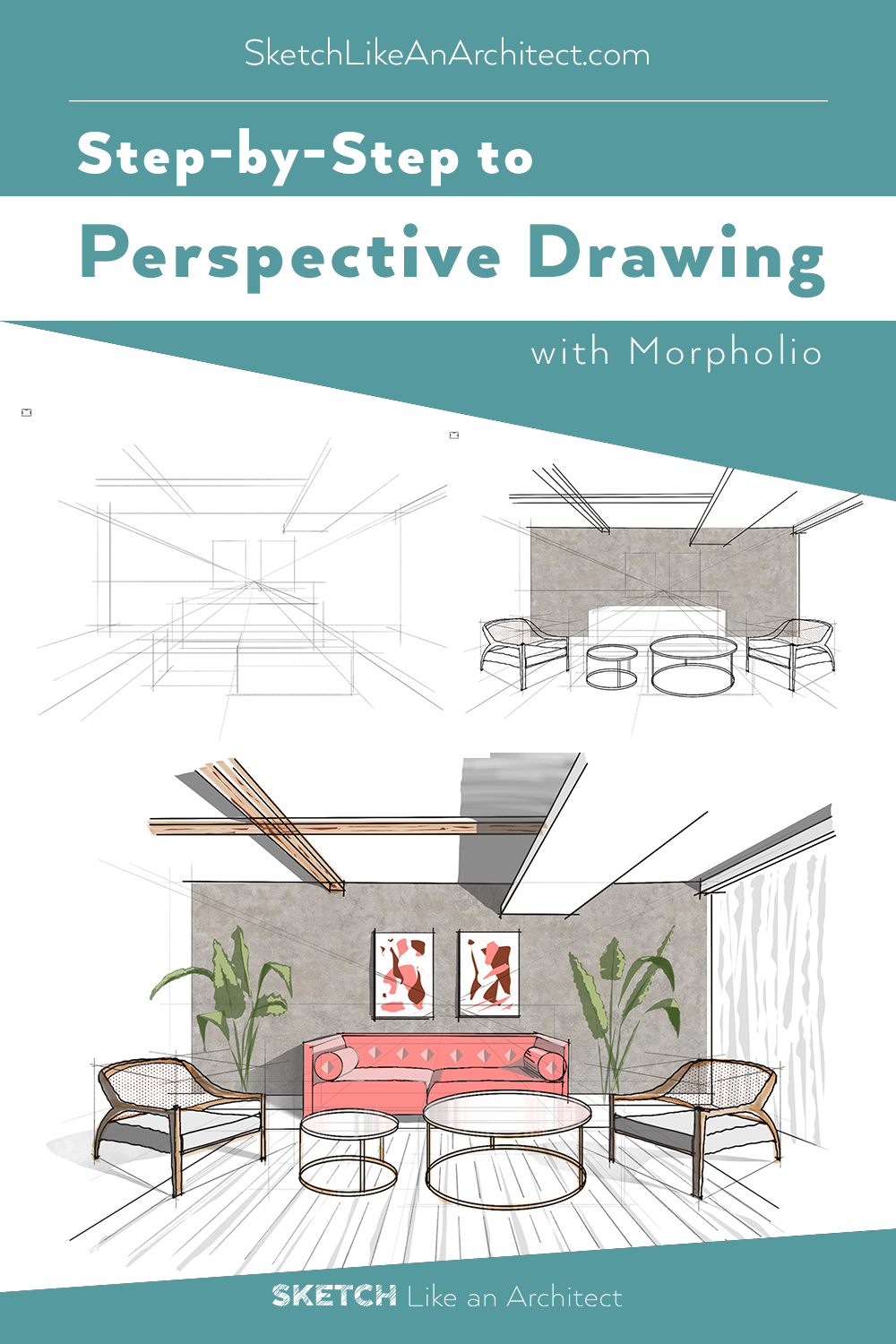 Draw 1-point Interior Perspective on iPad for Beginner / 7 Easy Steps ...