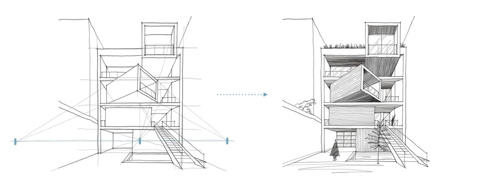 How to Draw Multi-Point Perspective Sketch with Color Markers — Sketch ...