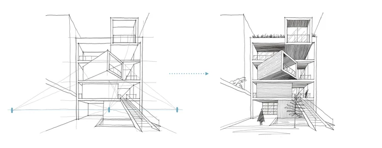 How to Draw Multi-Point Perspective Sketch with Color Markers — Sketch ...