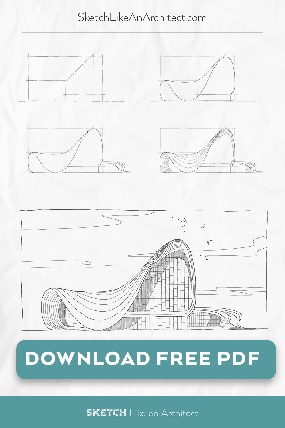 How To Draw Heydar Aliyev Center In 5 Steps — Sketch Like an Architect