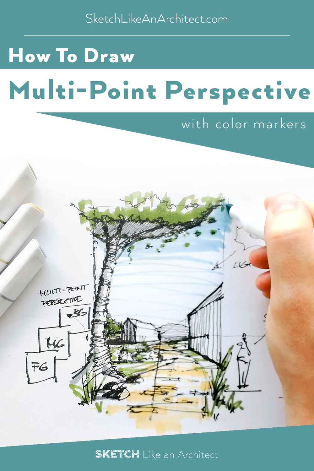 How to Draw Multi-Point Perspective Sketch with Color Markers — Sketch ...