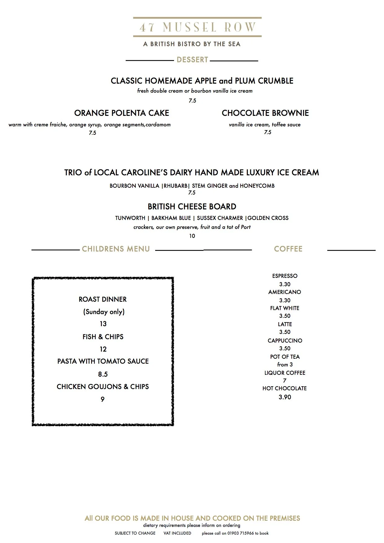 Menu — 47 Mussel Row