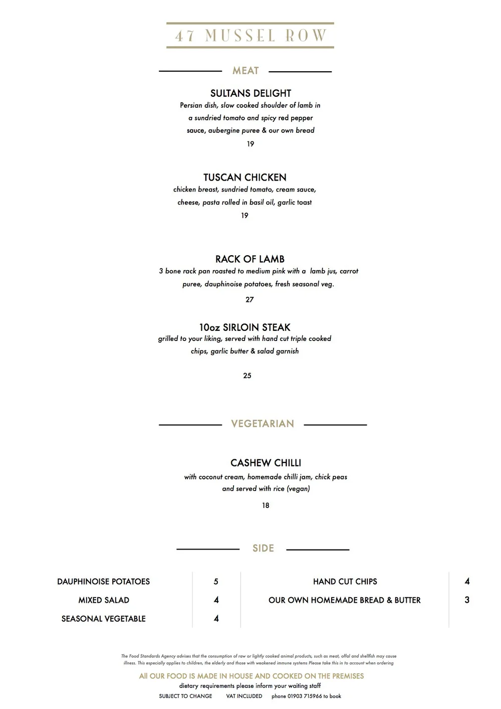 Menu — 47 Mussel Row