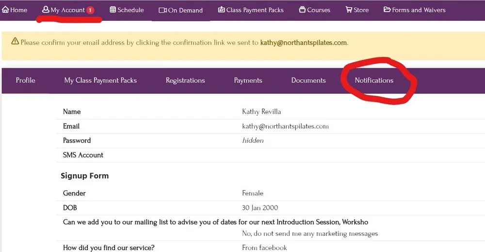 Setting up text message alert from Teamup — NORTHANTS PILATES Setting up text message alert from Teamup — NORTHANTS PILATES