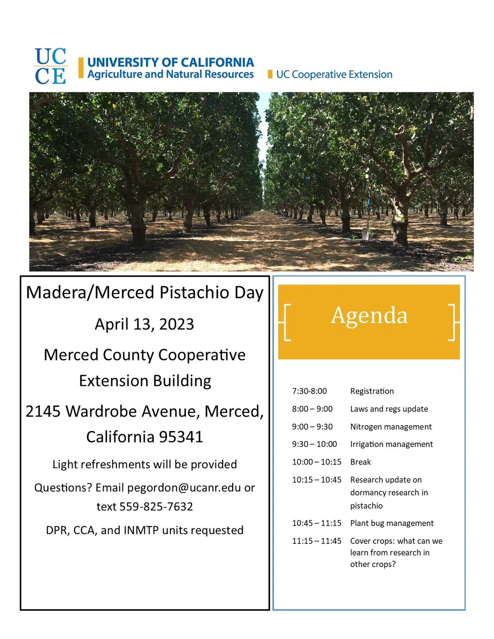 Madera/Merced Pistachio Day is April 13 — SJV Trees and Vines