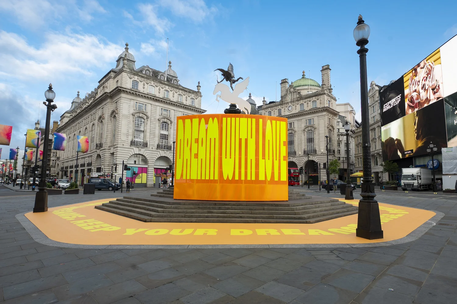 FLO London | Yinka Ilori transforms Piccadilly Circus with mythical art ...