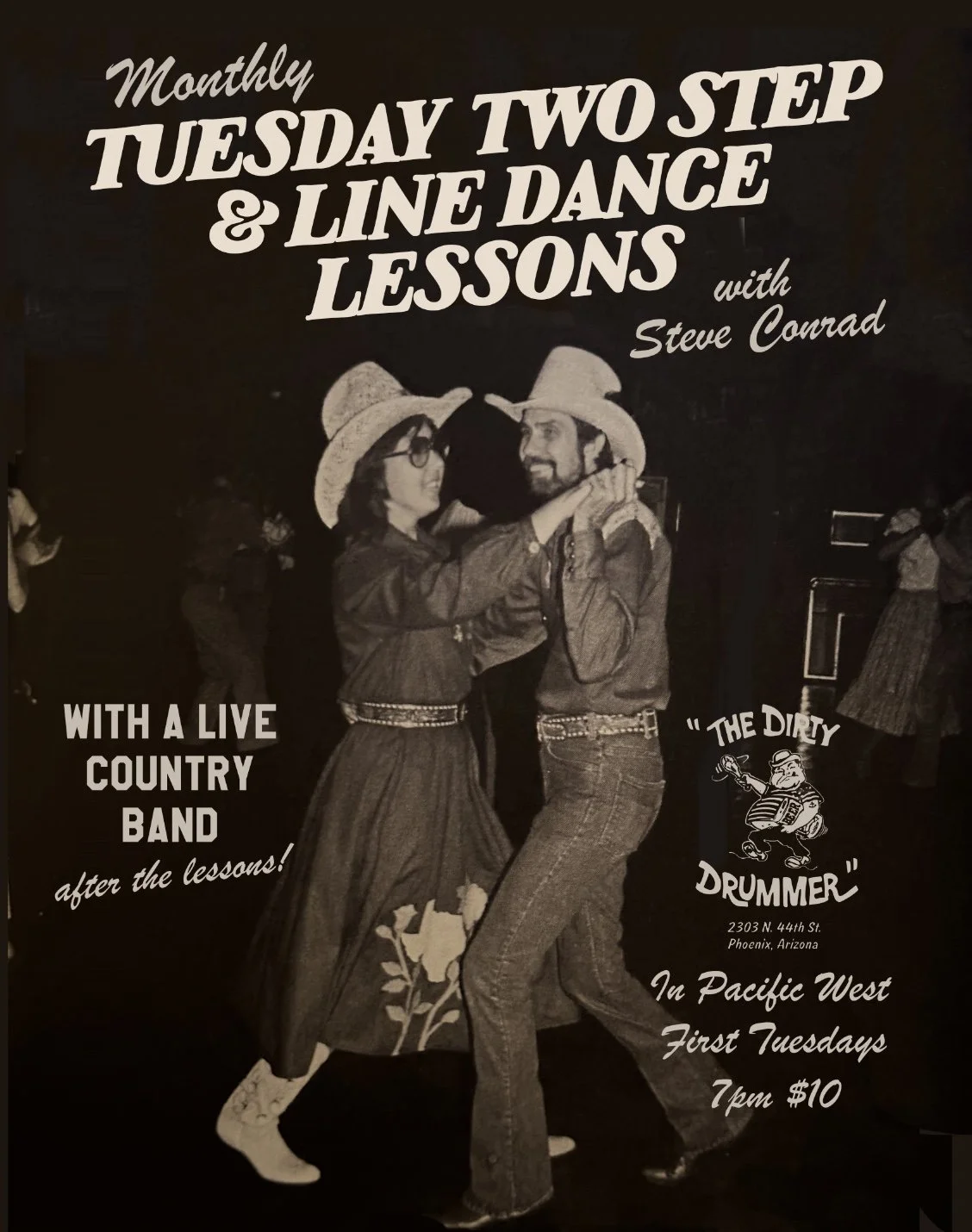 Line Dance & Two Step Lessons with Live Country Band — The Dirty Drummer