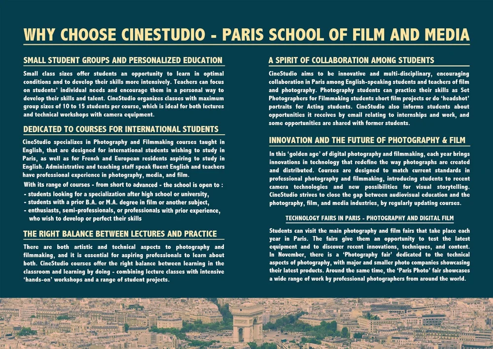 1 Semester (3 Month) Photography course in Paris — CineStudio | Paris School of Film and Media
