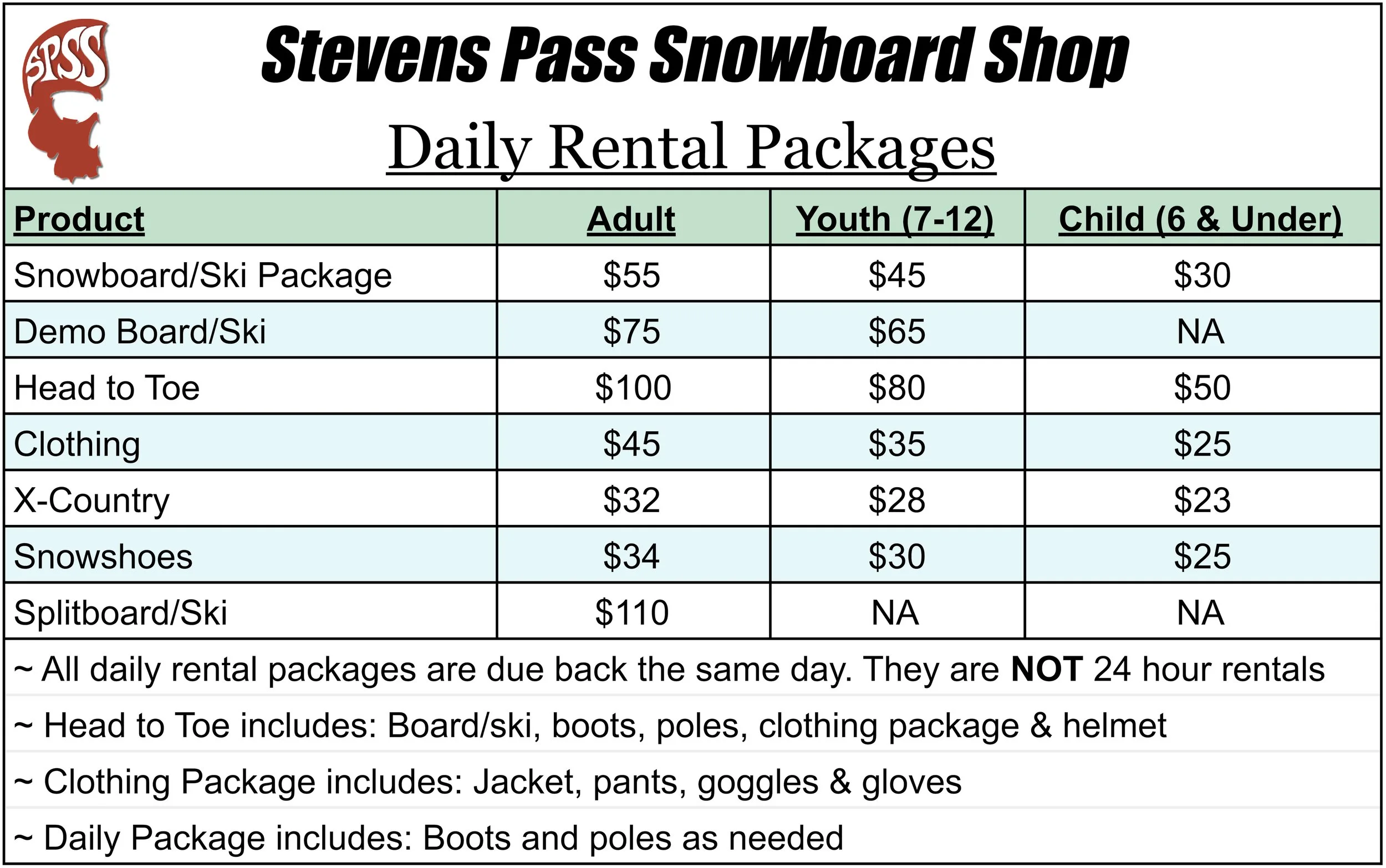 Ski and Snowboard Rentals — Stevens Pass Snowboard Shop