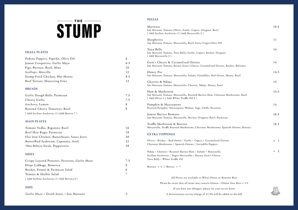 Menus — The Stump