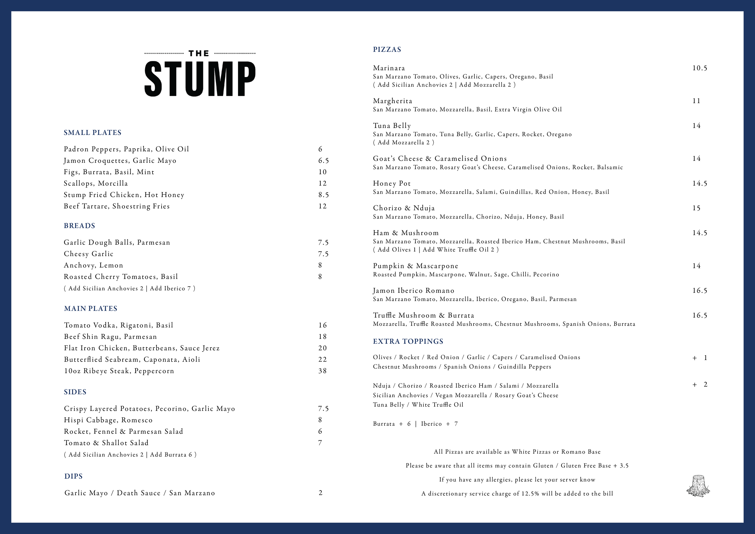 Menus — The Stump