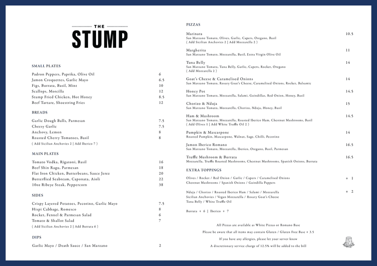 Menus — The Stump