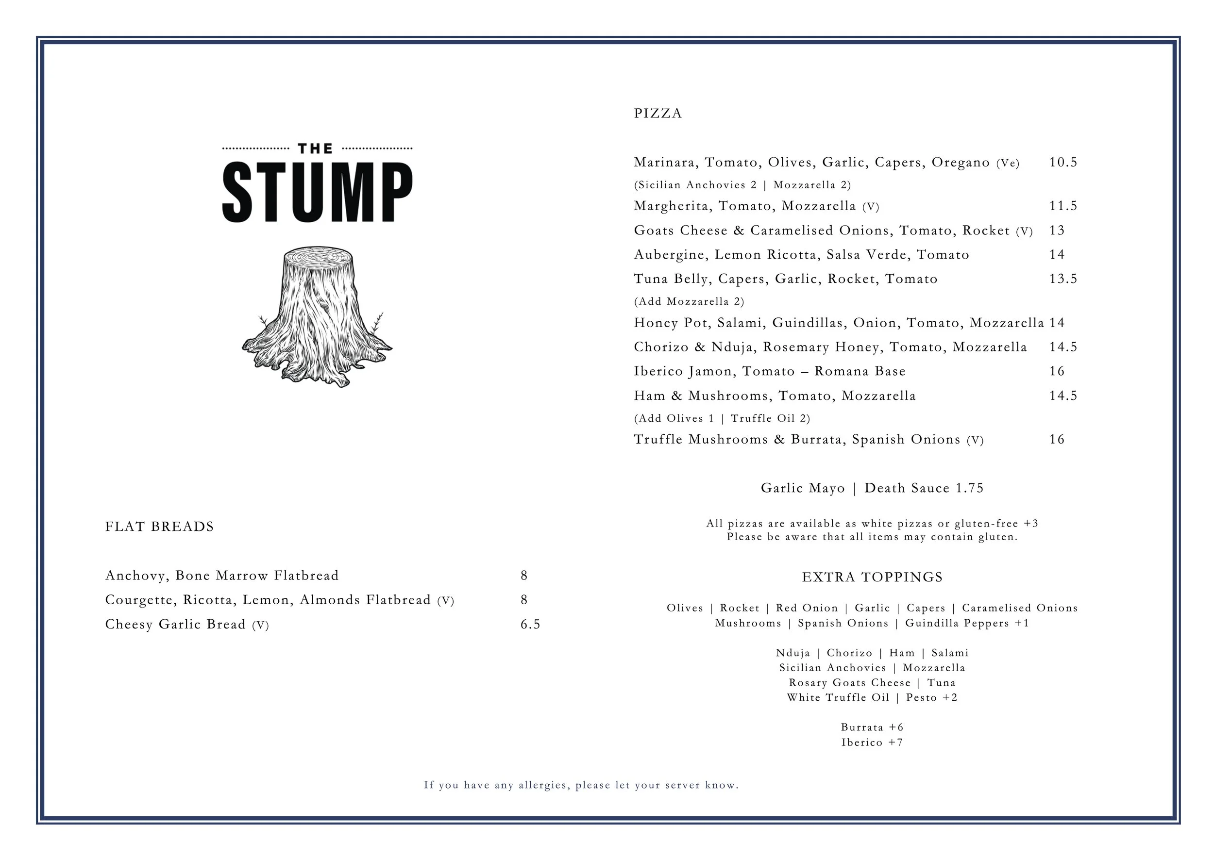 Menus — The Stump