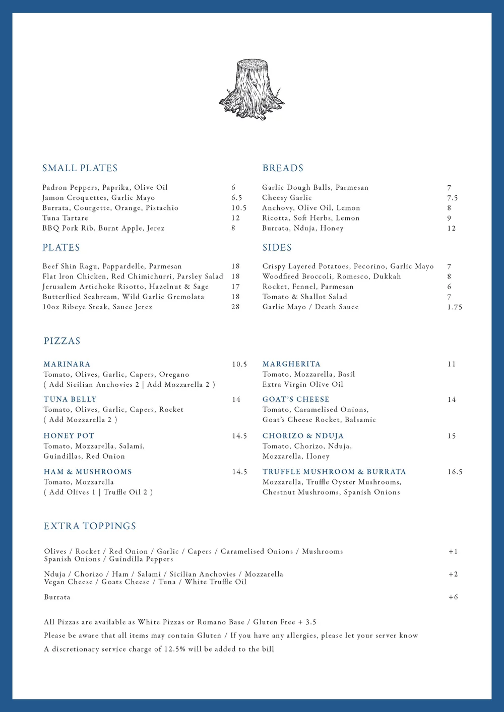 Menus — The Stump