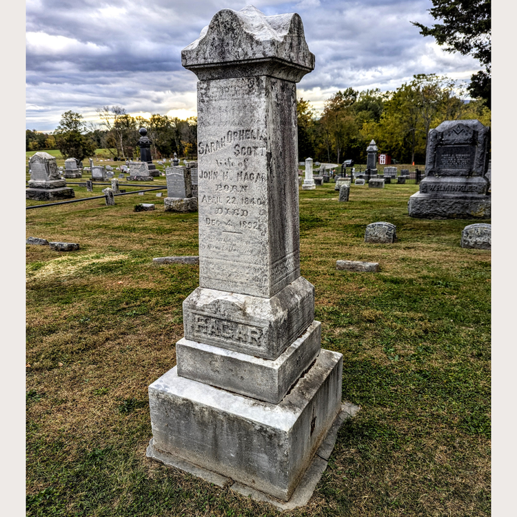Cemetery Crawl - John Harrison Hagar & Sarah Ophelia Scott — Historic ...