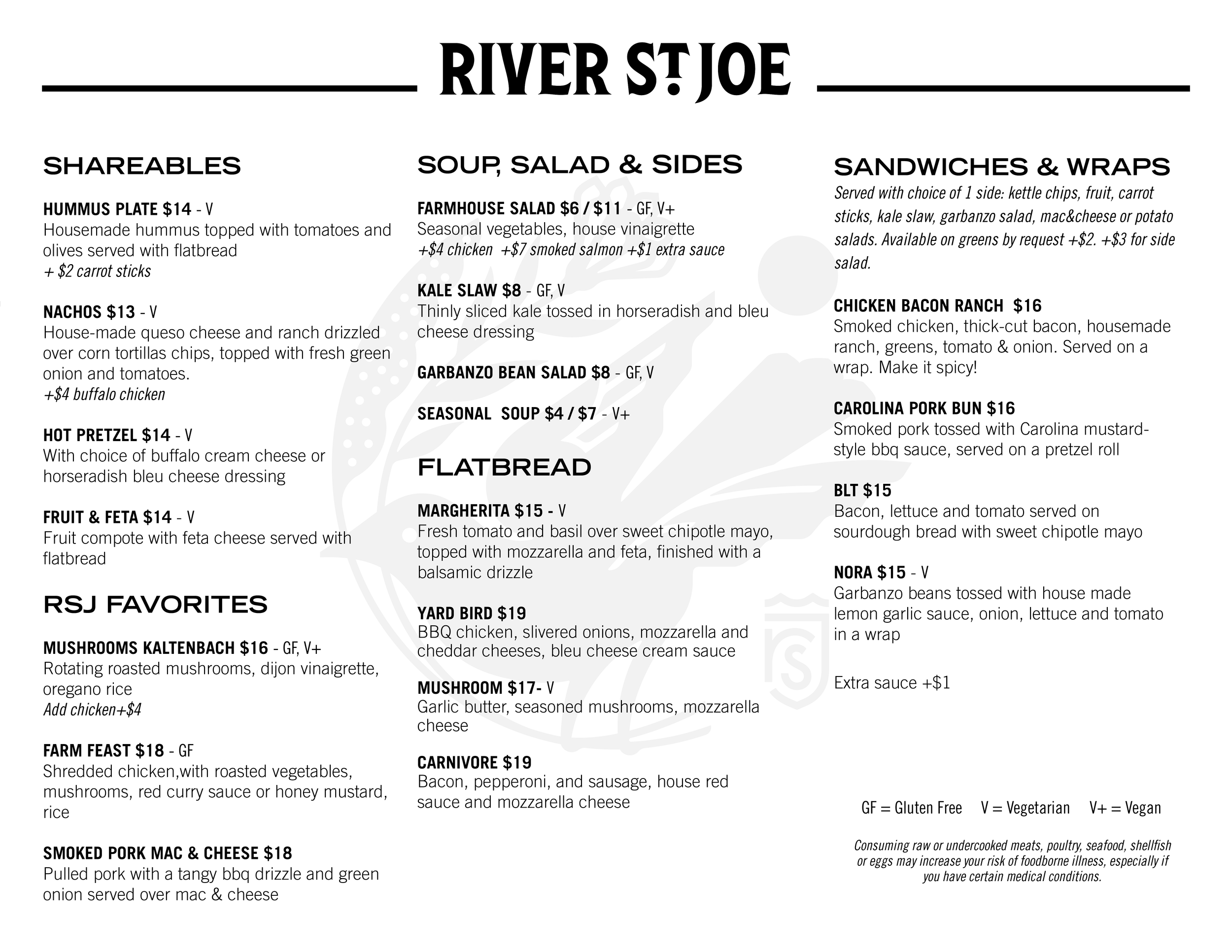 Menu — River Saint Joe