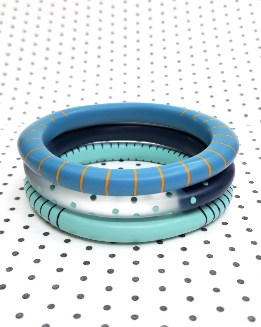 Resin wangle bangle-red with nude spots on half — KAZrobertson jewellery