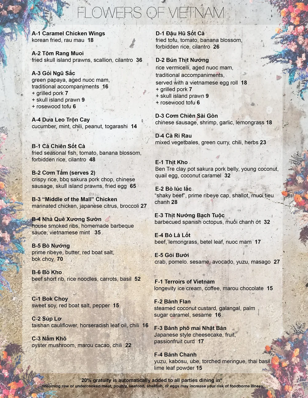 Menu — FLOWERS OF VIETNAM