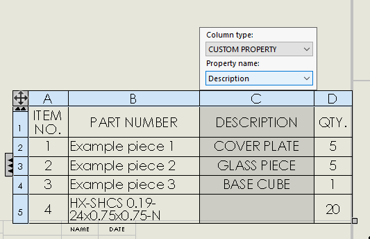 SolidWorks Custom BOM REV Table Perception Engineering SolidWorks Custom BOM REV Table Perception Engineering