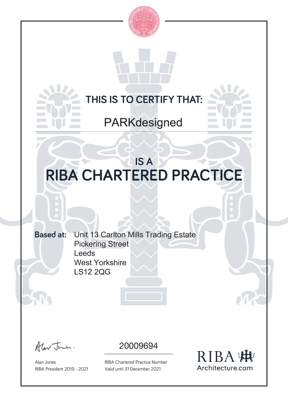 RIBA Chartered Practice — PARKdesigned