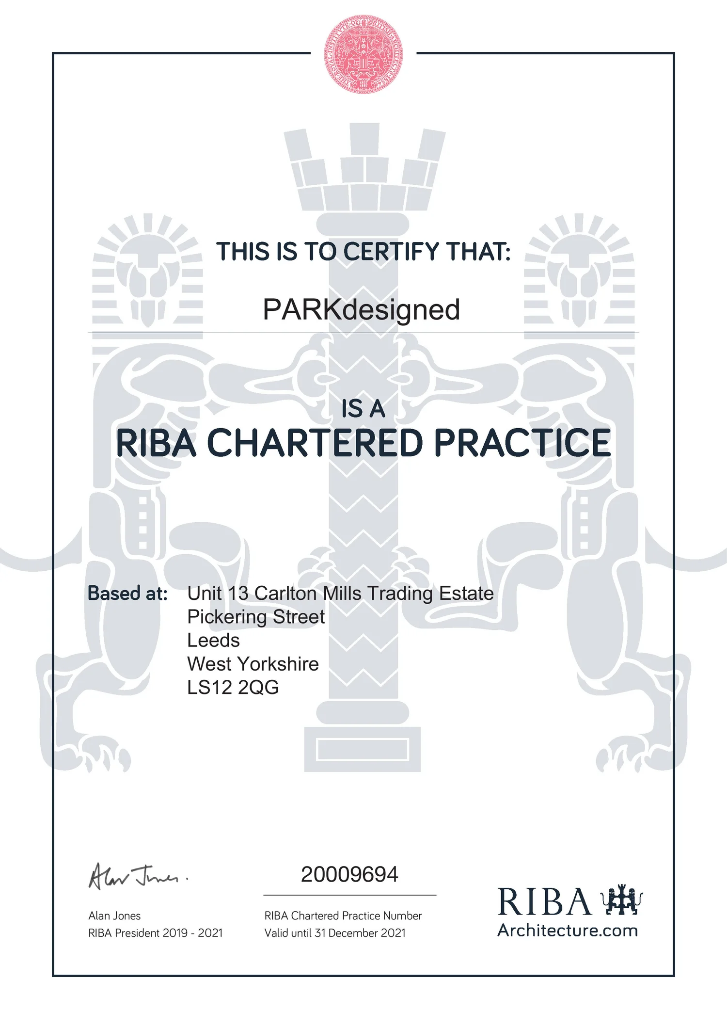 RIBA Chartered Practice — PARKdesigned