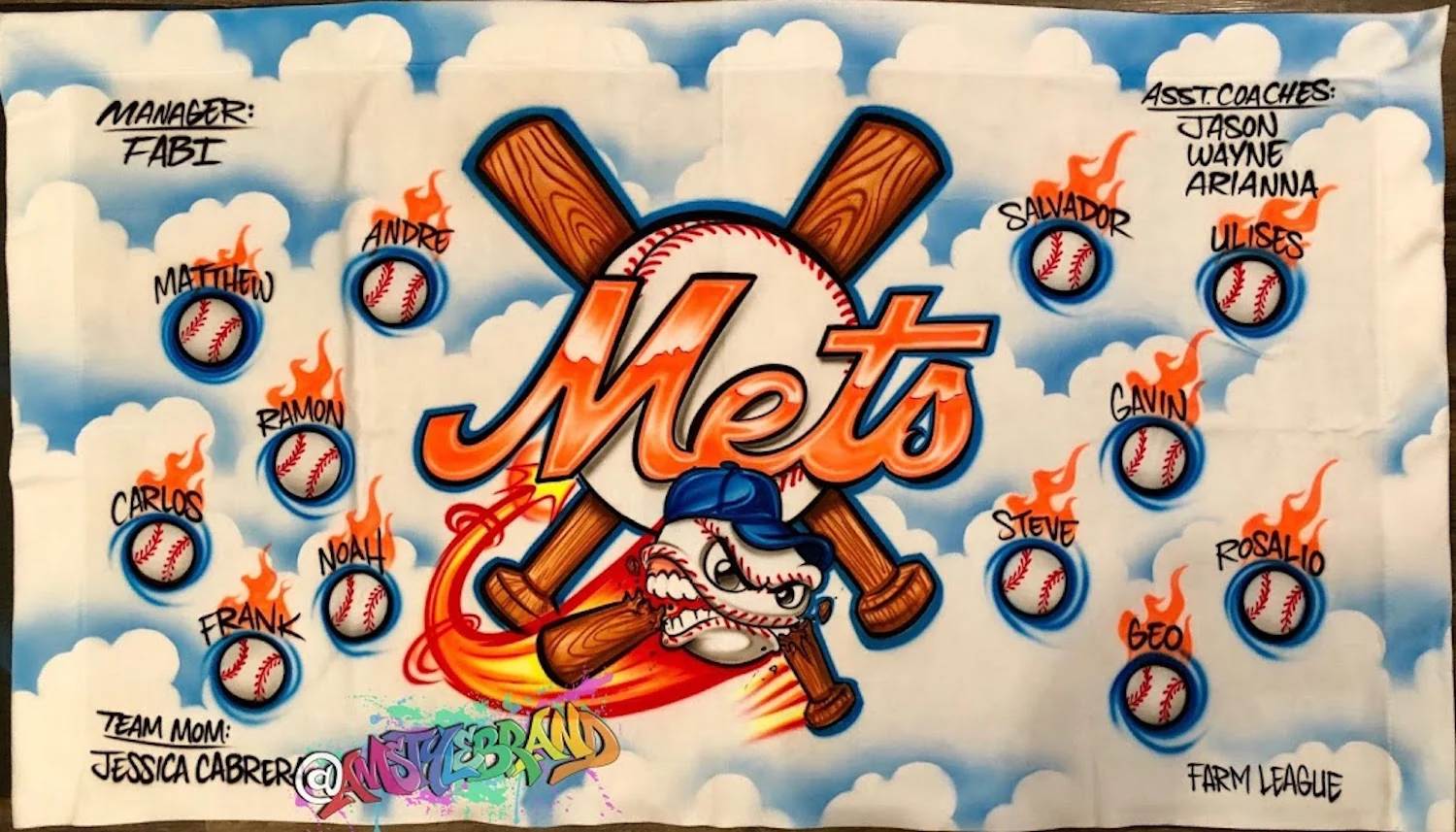 Mets Airbrush baseball and Sports Team Banners, Personalized Airbrush ...