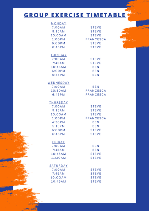 Timetable — SmartMoves Physiotherapy and Health Services - Inner West