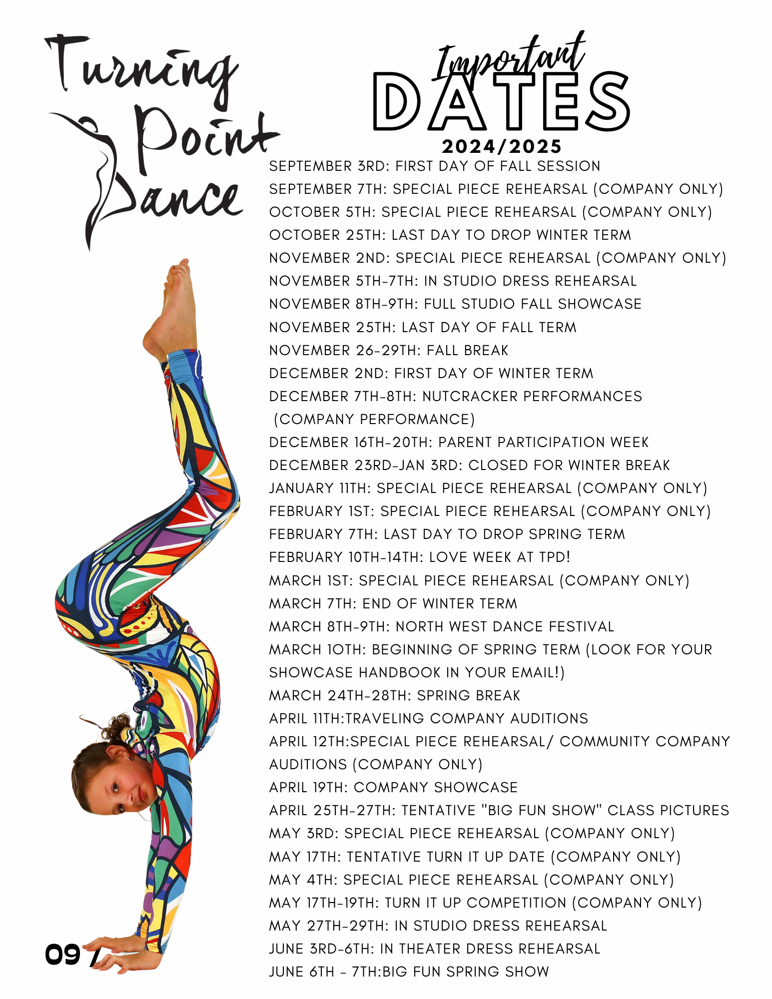 Important Dates — Turning Point Dance