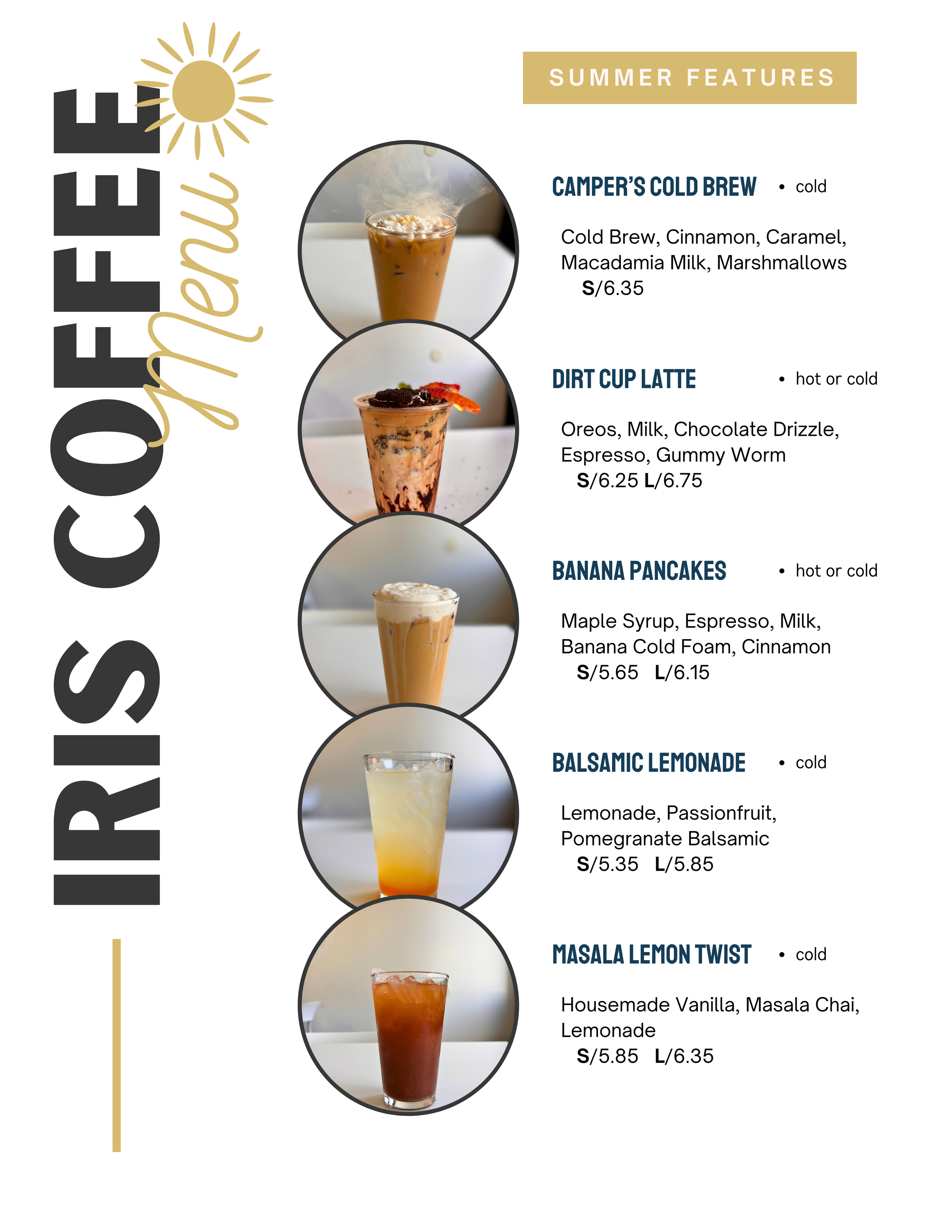 Menus — Iris Coffee Company