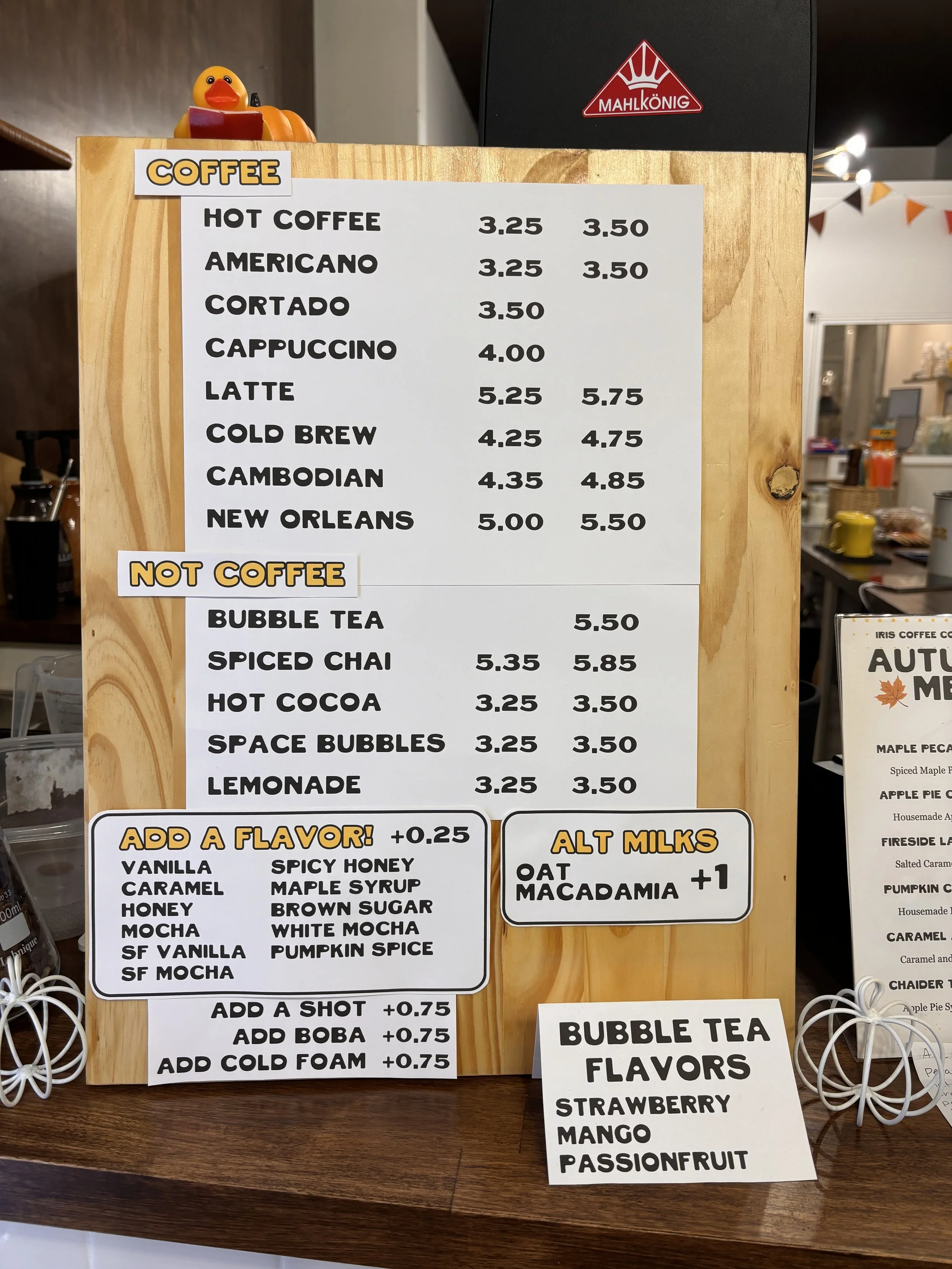 Menus — Iris Coffee Company | Pella, Iowa