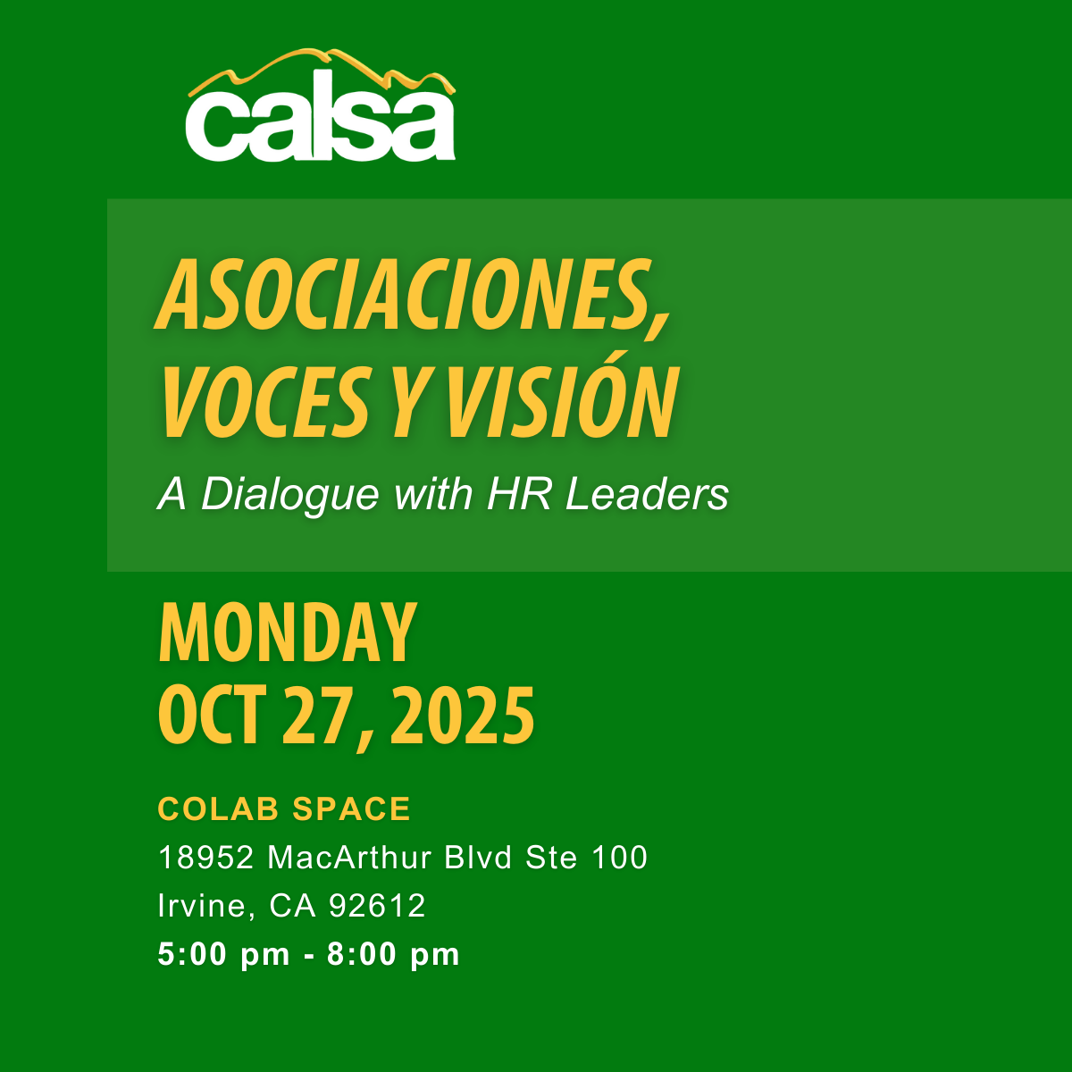 Upcoming Events — CALSA