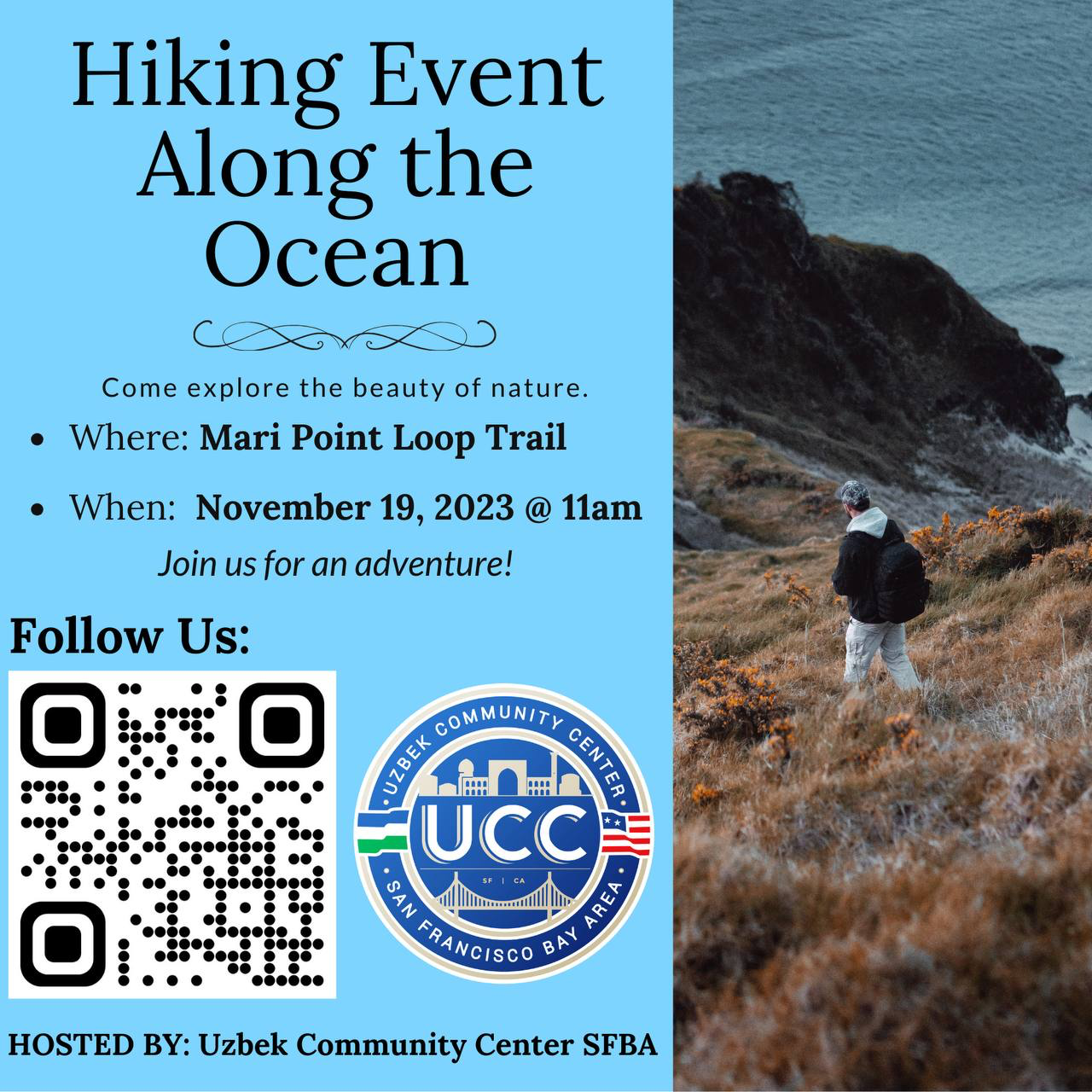 Hiking Event Along the Pacific Ocean | Uzbek Community Center