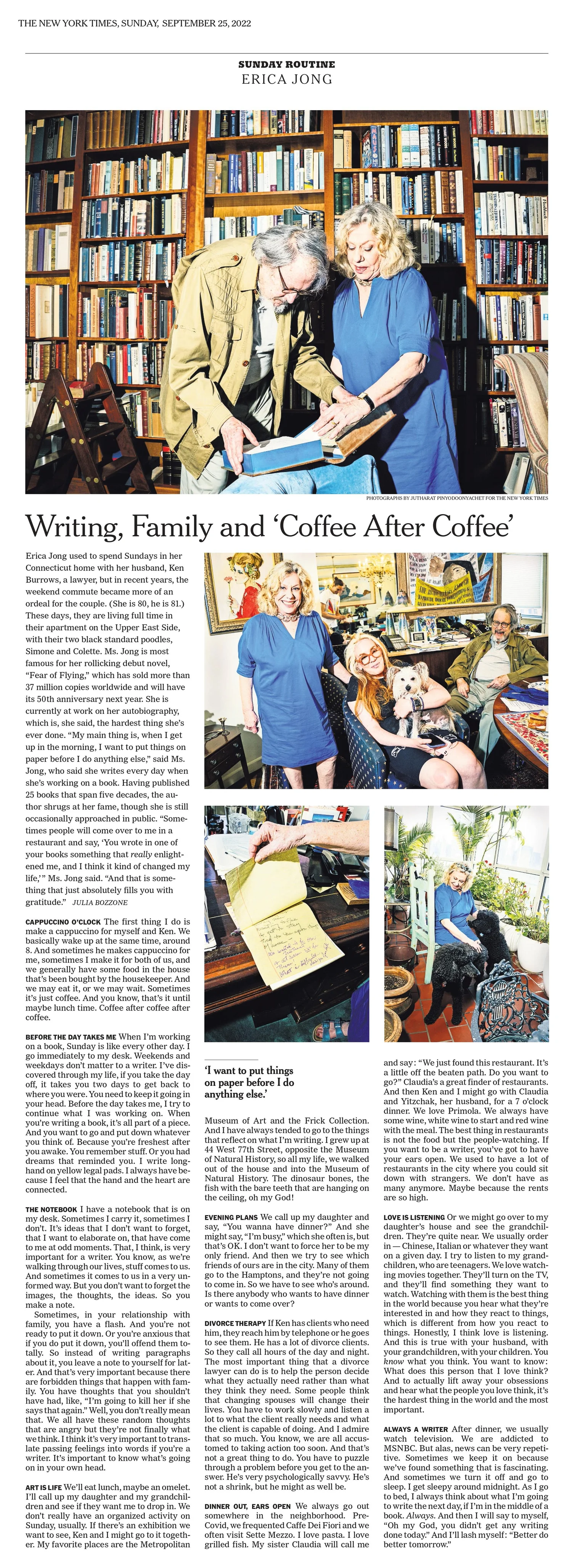 How Erica Jong, Writer, Spends Her Sundays | The New York Times — Julia ...